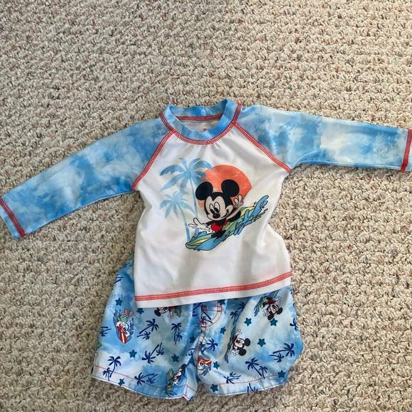 Disney | Swim | Mickey Baby Bathing Suit And Rashguard | Poshmark